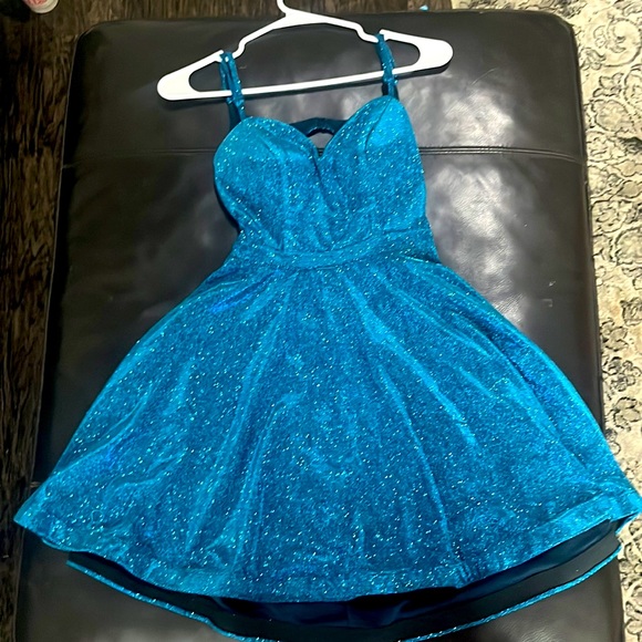 City Studio | Dresses | City Studio Blue Shiny Dress | Poshmark